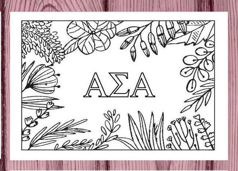 Alpha Sigma Alpha ASA Coloring Notecards Sorority | Etsy
