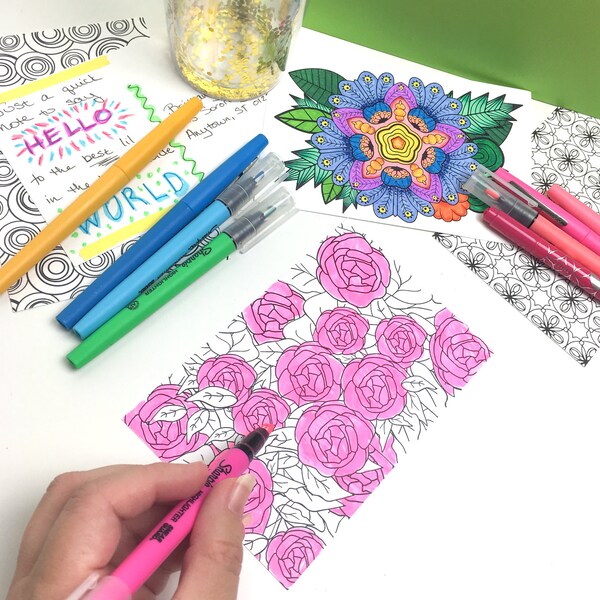 Coloring Postcards - Etsy
