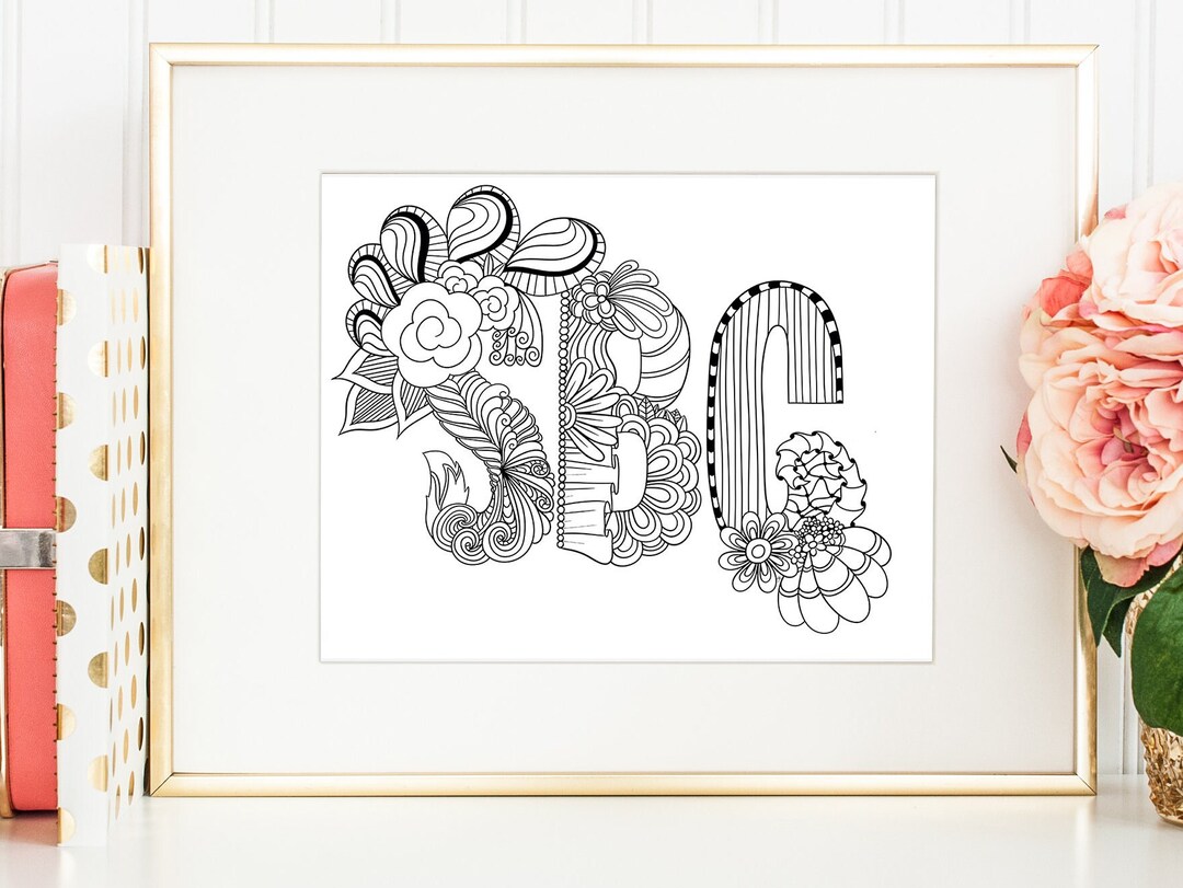 Sweet Briar College Doodled Letters Coloring Page - Etsy