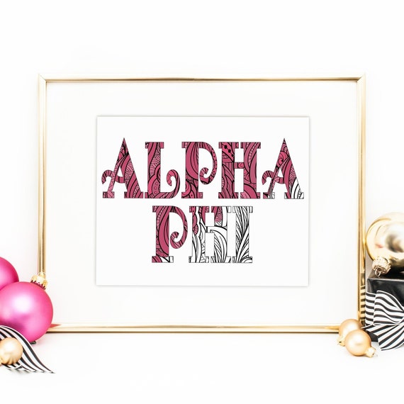 Alpha Phi Fancy Name Coloring Poster Print | Etsy