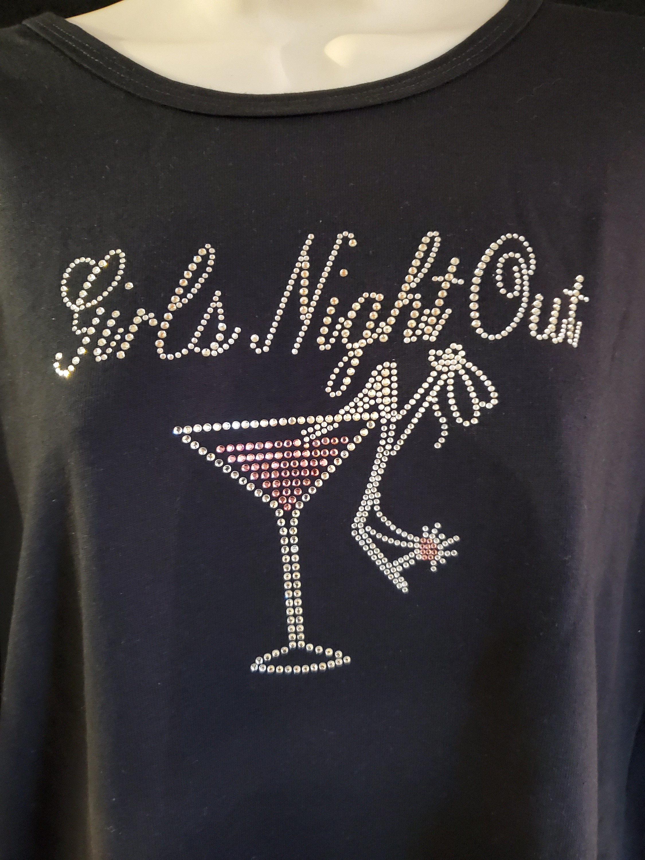 Women's Fashion Fit Black Girls Night Out Rhinestone Tee - Etsy