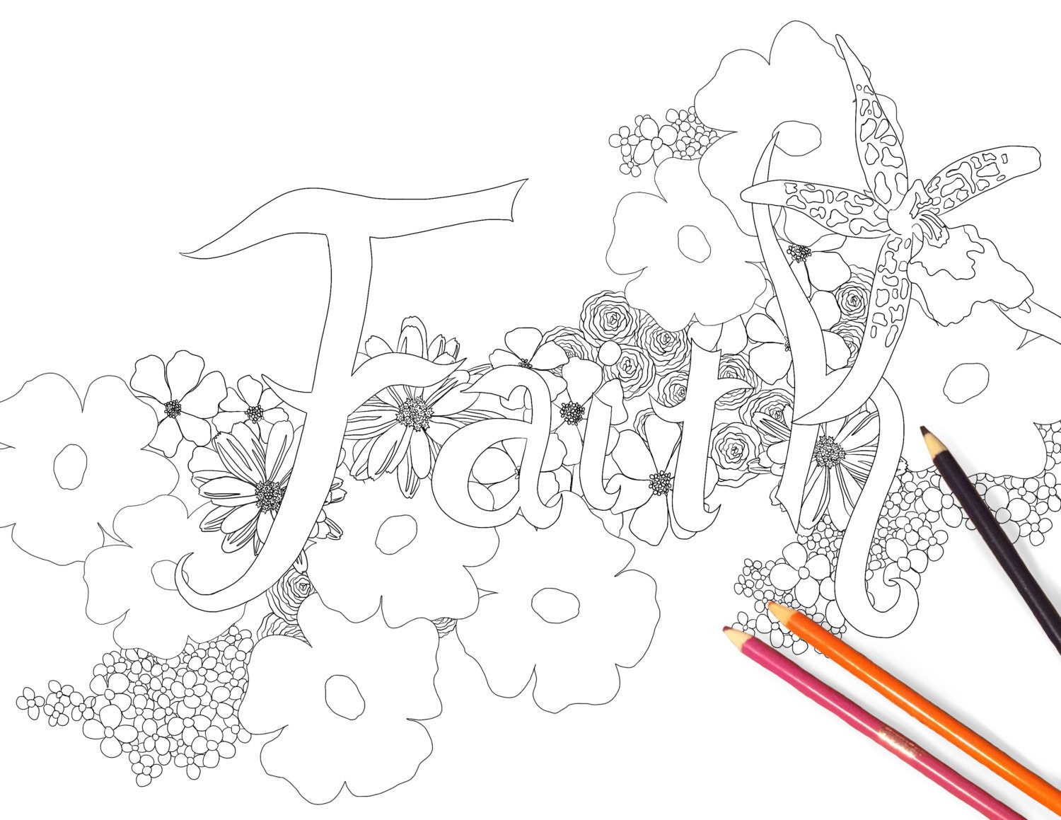 Faith Hope Love Coloring Pages - Etsy