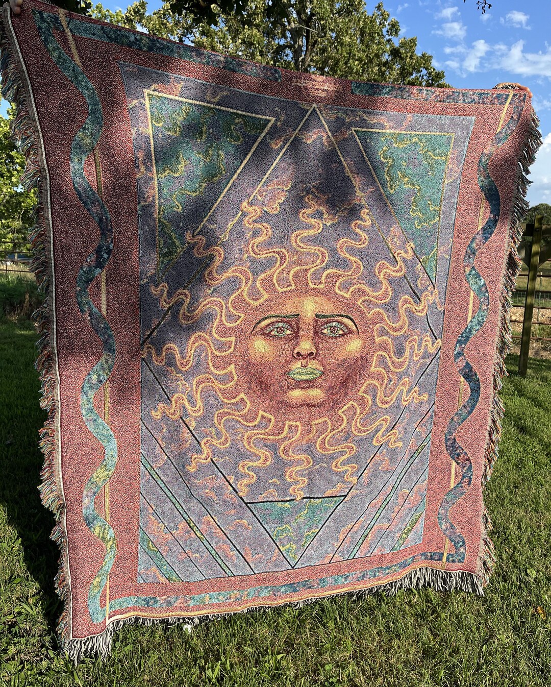 Celestial Being the Sun Woven Blanket Eclectic Home Decor Original Art ...