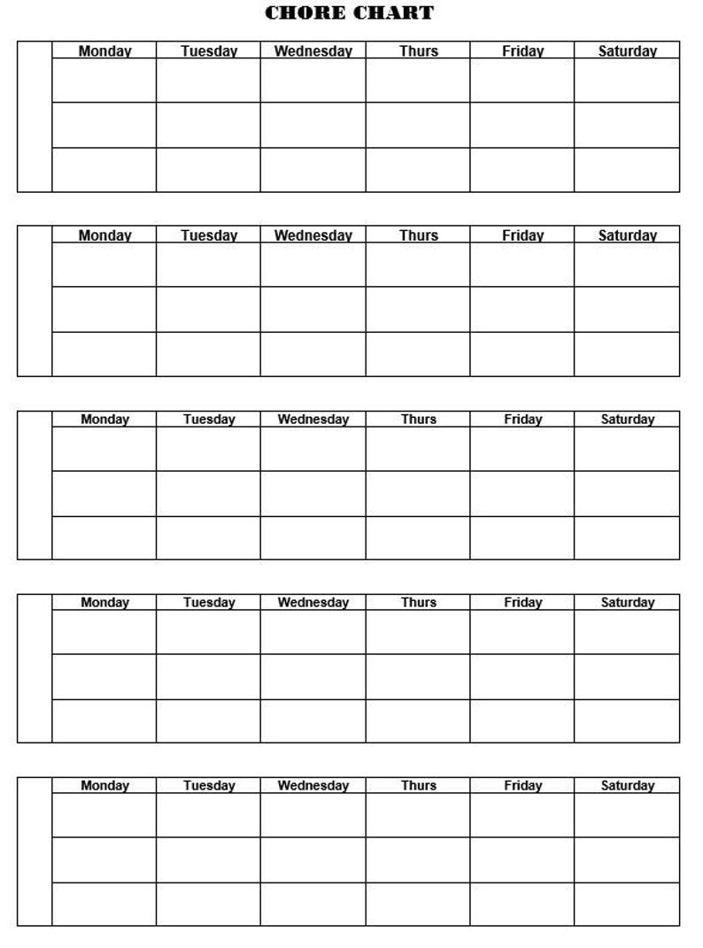 Printable Kids Chore Chart, Customizable Family Organizer (digital ...