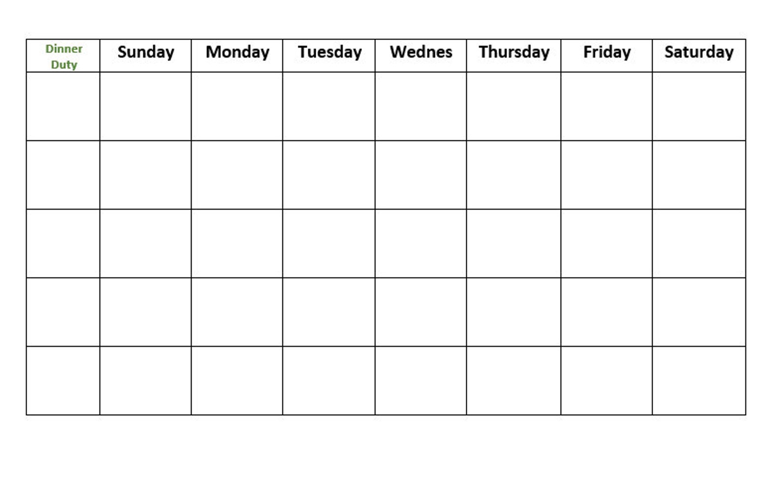Dinner Duty Chore Chart INSTANT DOWNLOAD Children Jobs Family - Etsy