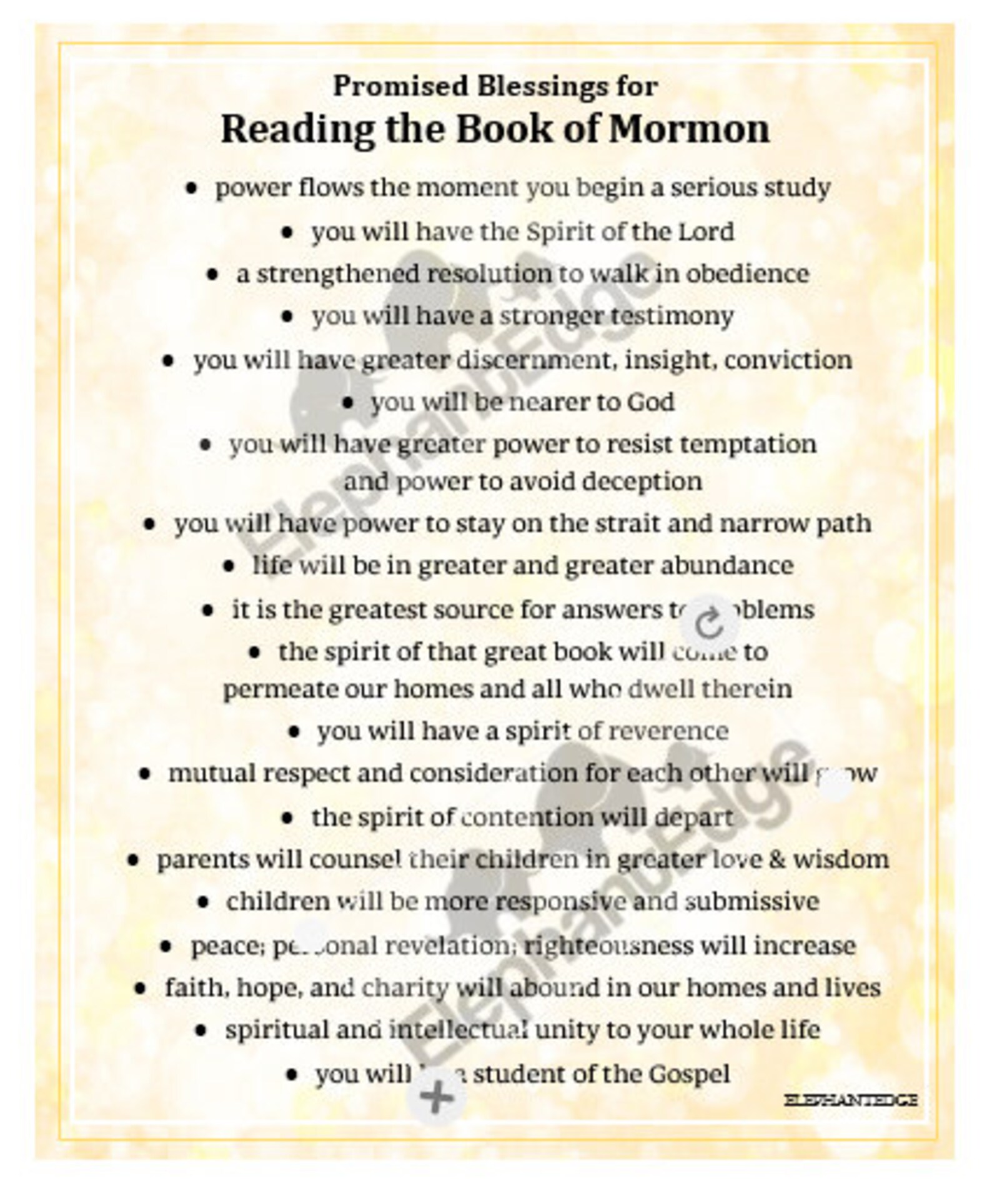 Promised Blessings for Reading the Book of Mormon INSTANT DOWNLOAD ...