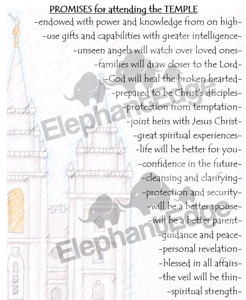 Promises for attending the LDS Temple / INSTANT DOWNLOAD | Etsy