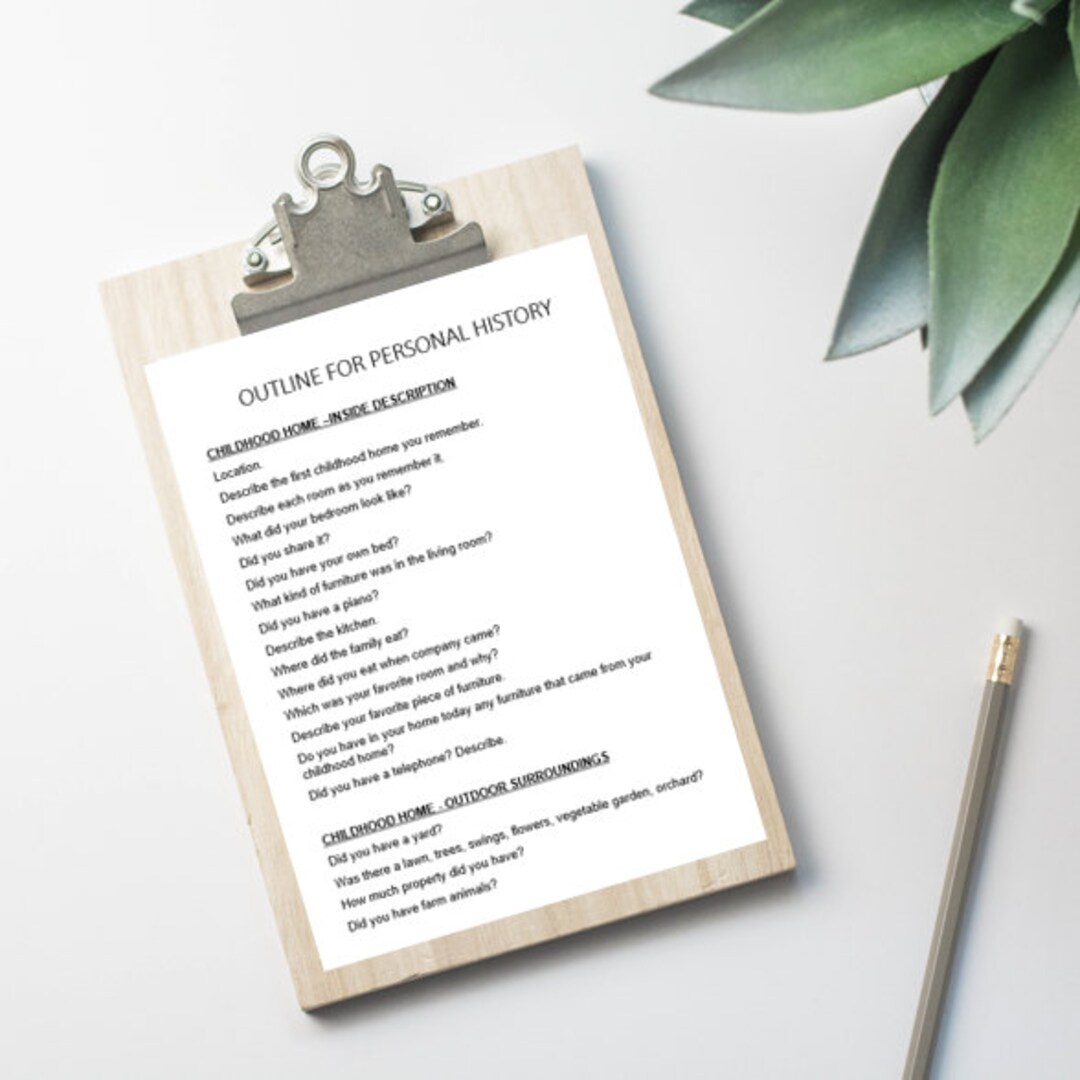 Personal History Questions INSTANT DOWNLOAD Printable --write, or Type ...