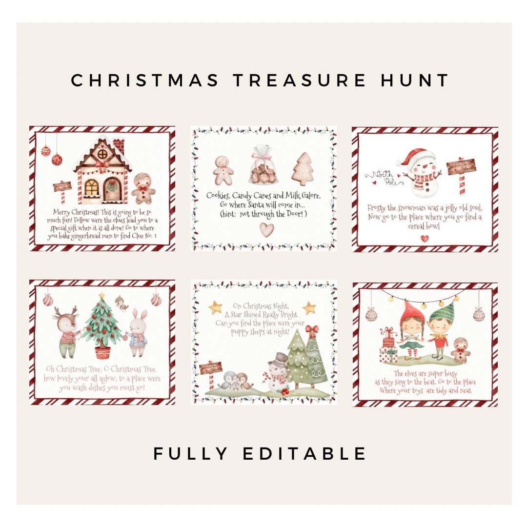 Christmas Treasure Hunt INSTANT DOWNLOAD | Fun Festive Treasure Hunt ...