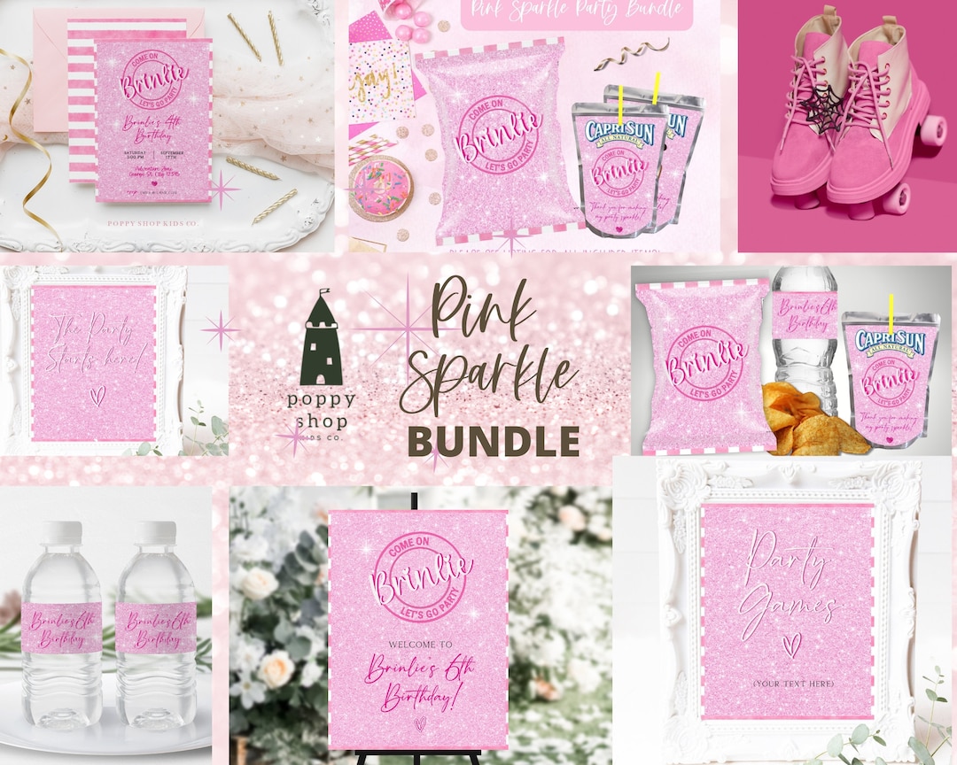Pink Sparkle Birthday Bundle | Birthday Décor Party Printable Template ...