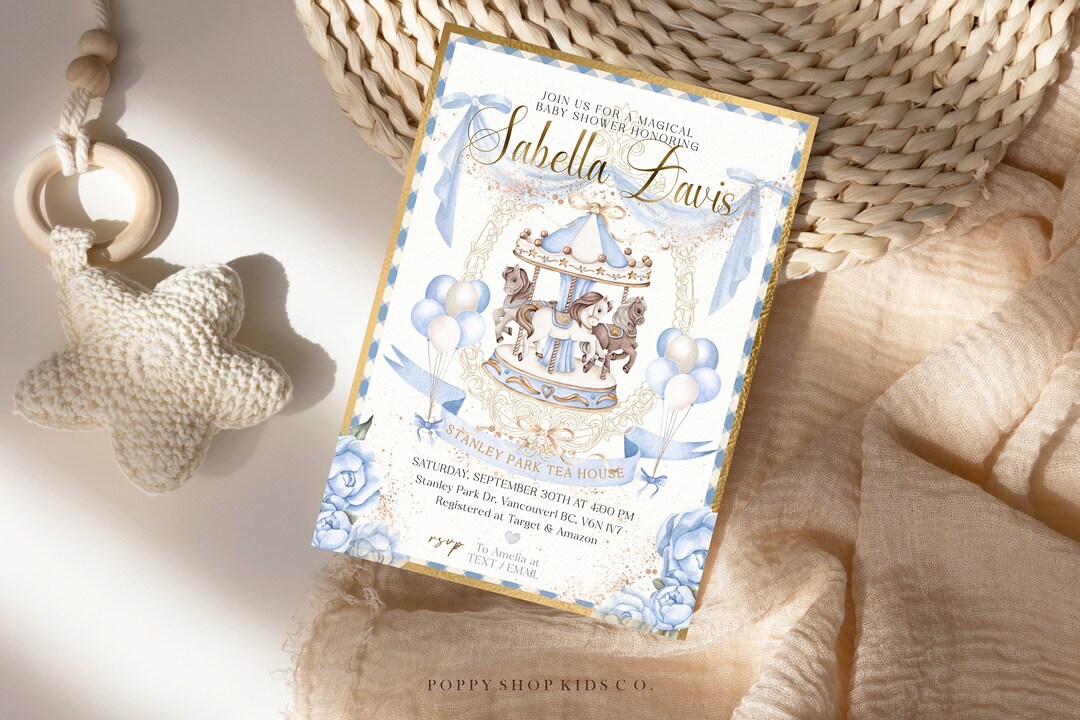 Fully Editable Carousel Baby Shower Invitation INSTANT - Etsy