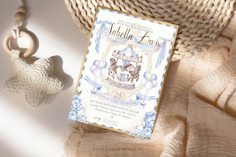 Fully Editable Carousel Baby Shower Invitation INSTANT - Etsy