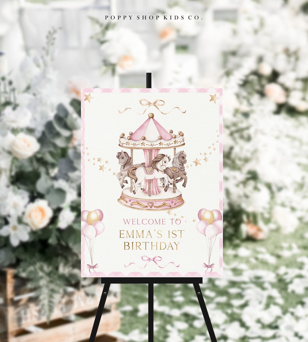 The Carousel Birthday Welcome Sign 16 X 20", 18 X 24", 24 X 36 ...