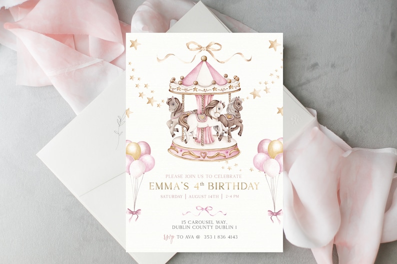 The Carousel Birthday Invitation INSTANT DOWNLOAD | Carousel Ponies ...