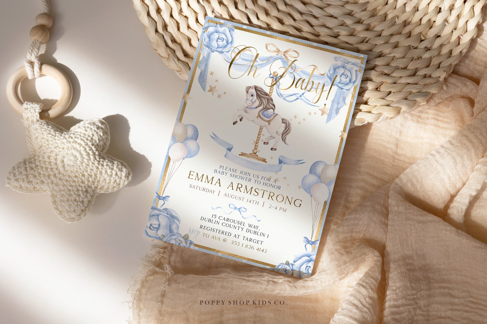 Fully Editable Carousel Baby Shower Invitation INSTANT - Etsy