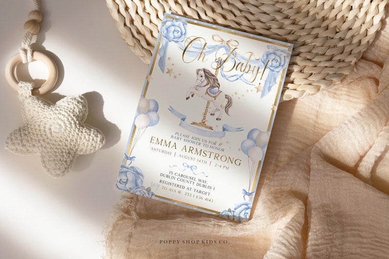 Fully Editable Carousel Baby Shower Invitation INSTANT - Etsy