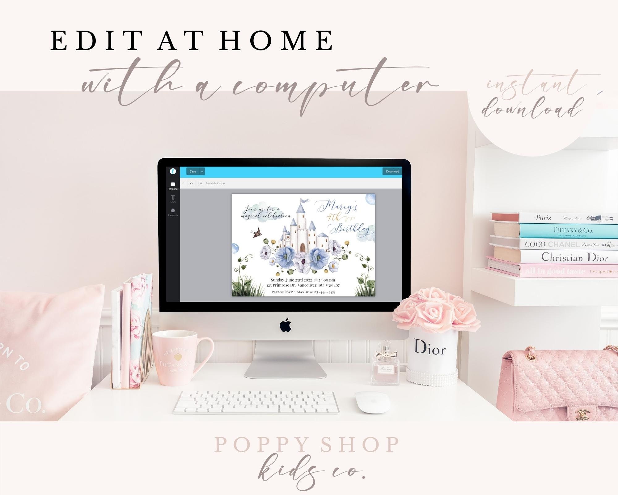 Fully Editable Blue Carousel Birthday Invitation INSTANT - Etsy