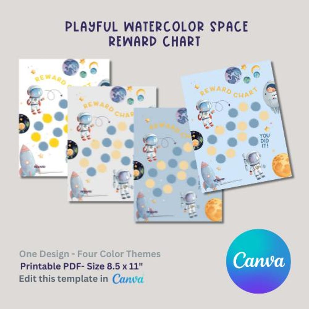 Watercolor Playful Space Reward Chart | Astronaut Behavior Chart ...