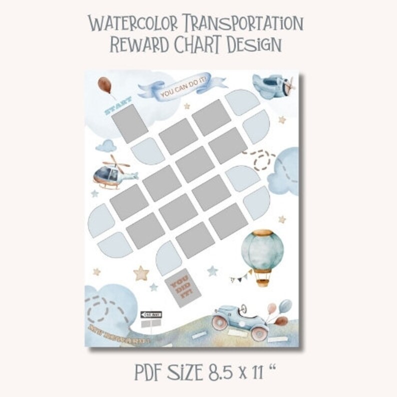 Watercolor Transportation Reward Chart | Printable Planes Cars ...
