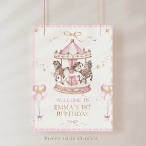 The Carousel Birthday Welcome Sign 16 X 20", 18 X 24", 24 X 36 ...