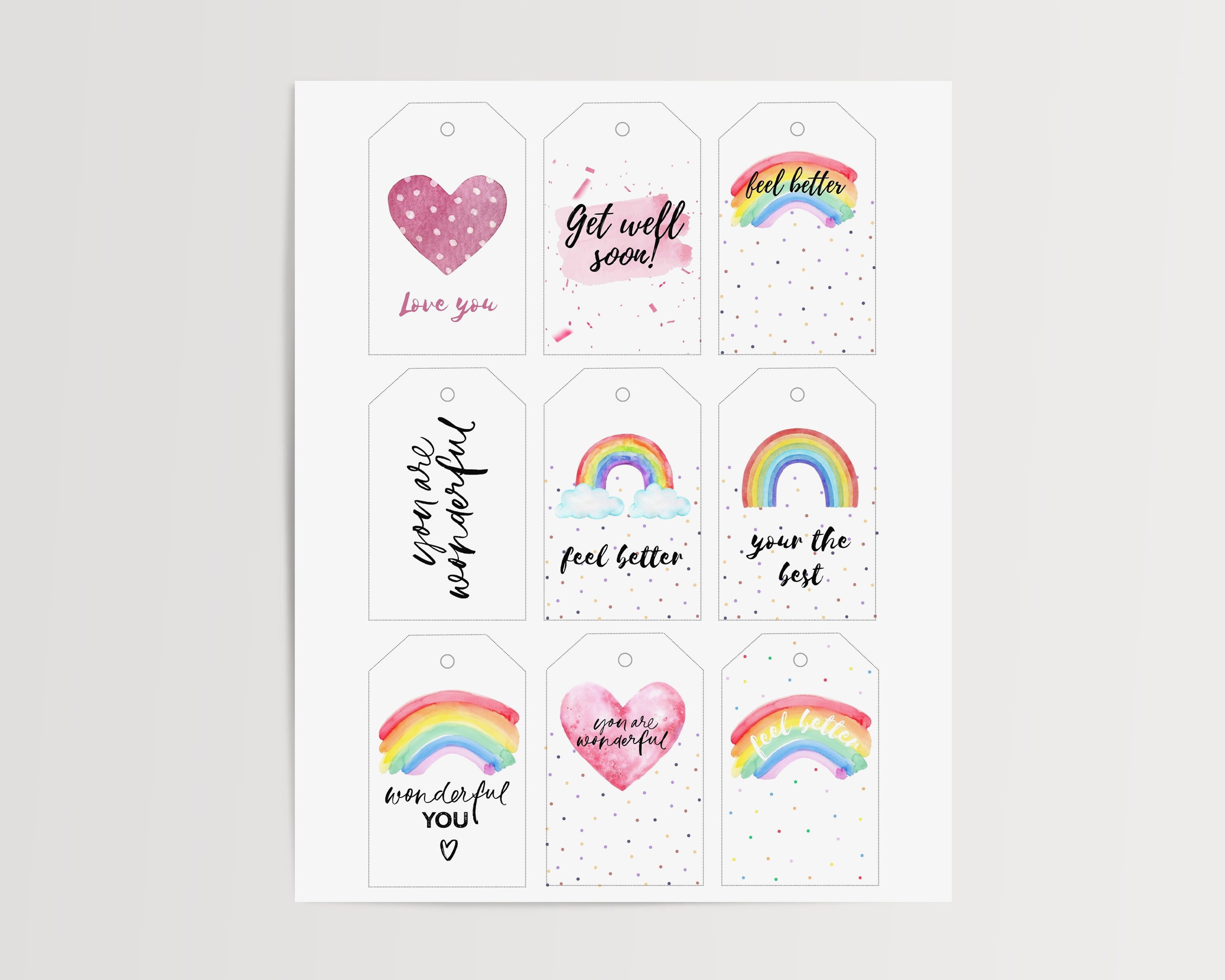 Get Well Feel Better Gift Tag Set INSTANT DOWNLOAD Get - Etsy