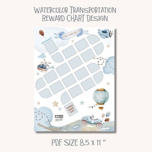Watercolor Transportation Reward Chart | Printable Planes Cars ...