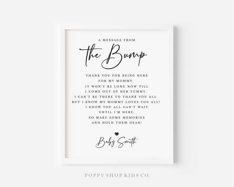 A Message From the Bump Sign Minimalistic Shower Print 8 X - Etsy