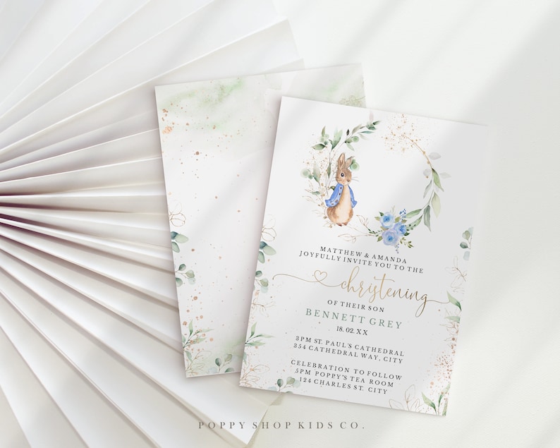 Christening Invitation Peter Rabbit INSTANT DOWNLOAD / - Etsy UK