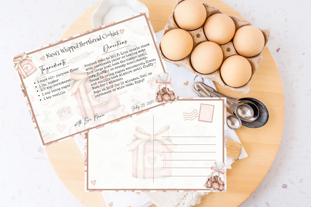 Recipe Card Postcard Template | Printable Recipe Card 6 X 4 " | DIY ...