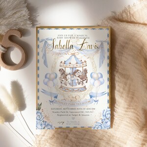 Fully Editable Carousel Baby Shower Invitation INSTANT DOWNLOAD ...