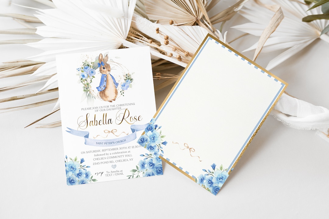 Flopsy Bunny Christening Invitation - Flopsy Bunny INSTANT DOWNLOAD ...