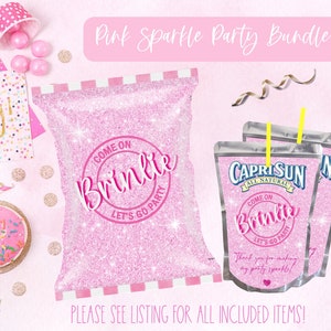 Pink Sparkle Birthday Bundle | Birthday Décor Party Printable Template ...