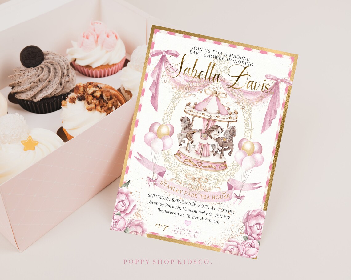Fully Editable Carousel Baby Shower Invitation INSTANT - Etsy