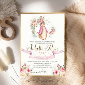 Flopsy Bunny Christening Invitation - Flopsy Bunny INSTANT DOWNLOAD ...
