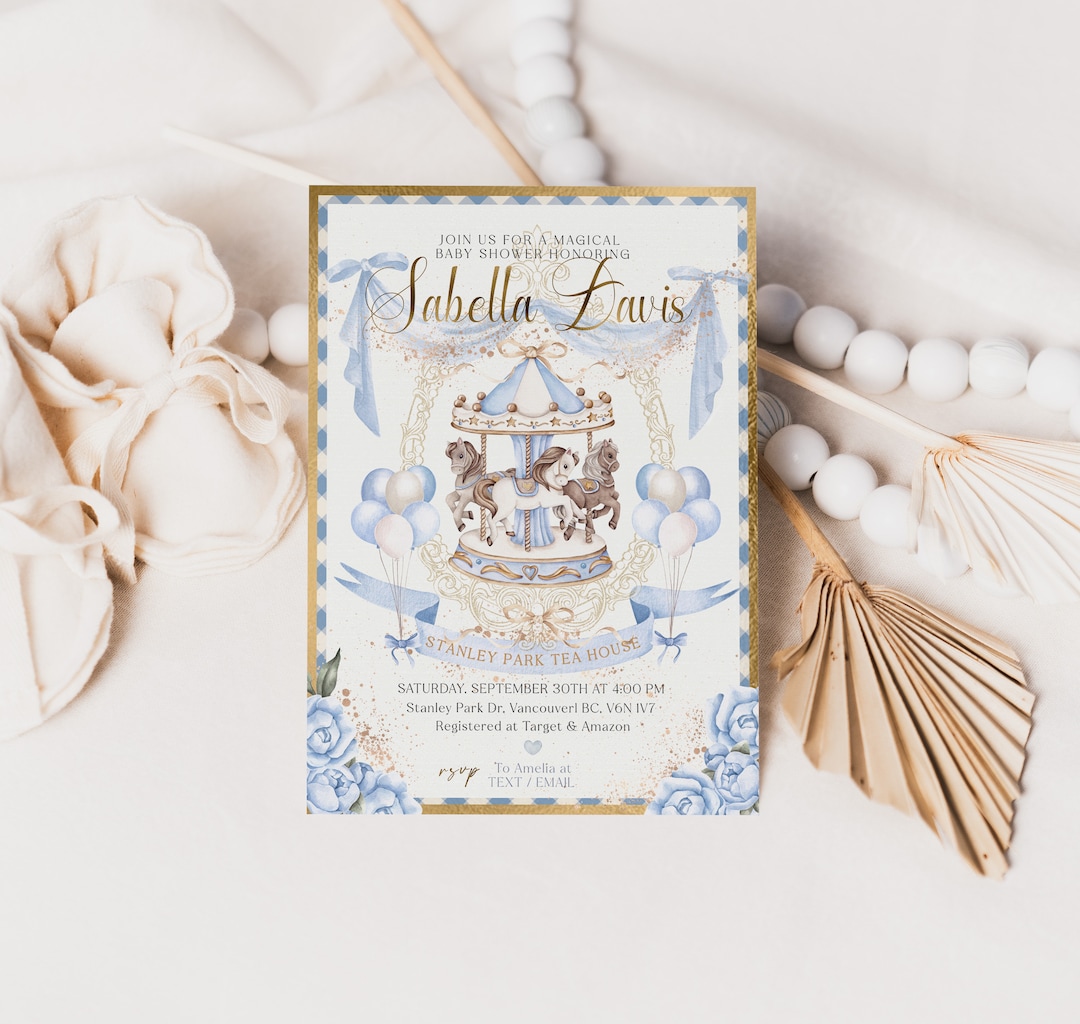 Fully Editable Carousel Baby Shower Invitation INSTANT DOWNLOAD ...