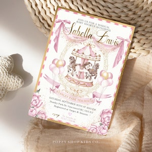 Fully Editable Carousel Baby Shower Invitation INSTANT DOWNLOAD ...