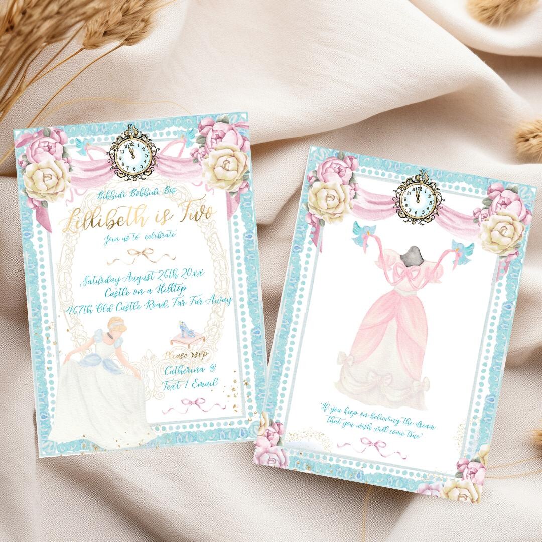 Watercolor Princess Invitation Revised Pink Yellow Roses | INSTANT ...