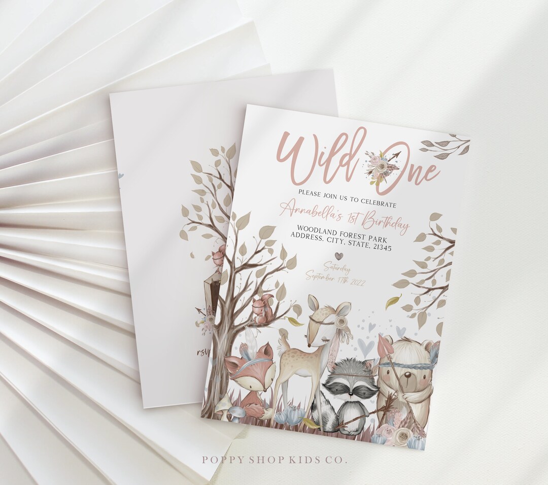 Boho Woodland First Birthday Invitation INSTANT DOWNLOAD, / Forest ...