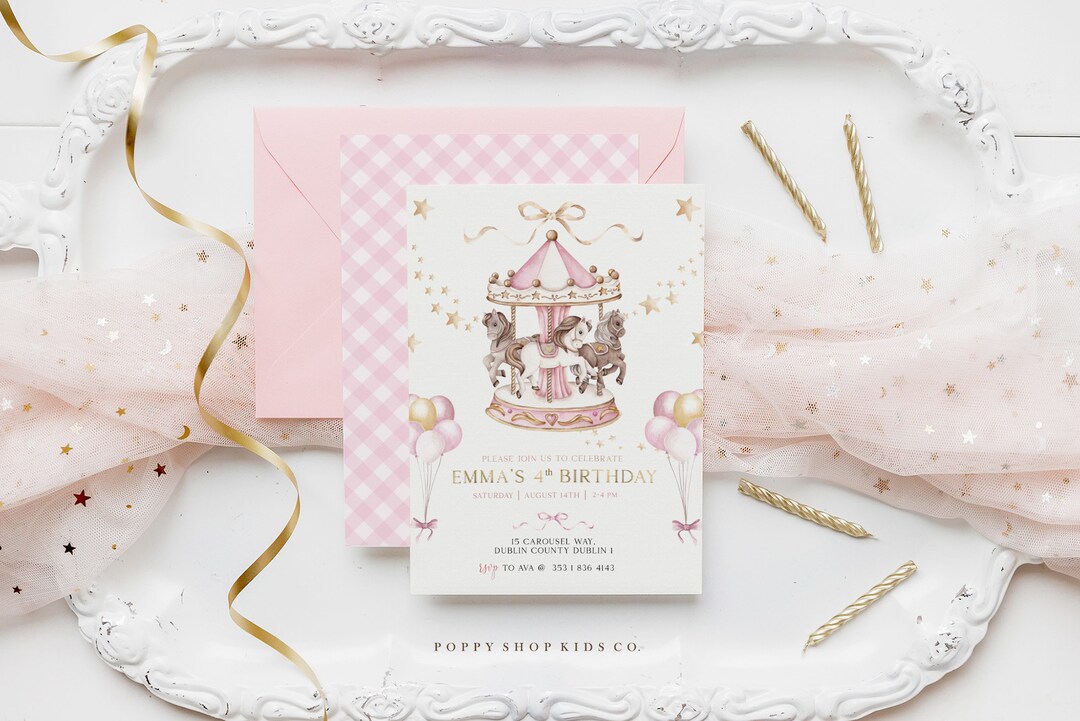 The Carousel Birthday Invitation INSTANT DOWNLOAD | Carousel Ponies ...