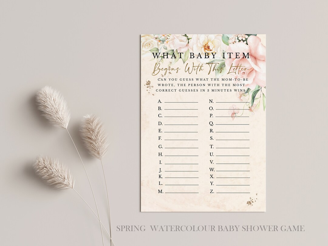 Spring Watercolor Baby Shower Game INSTANT DOWNLOAD | Floral Shower ...