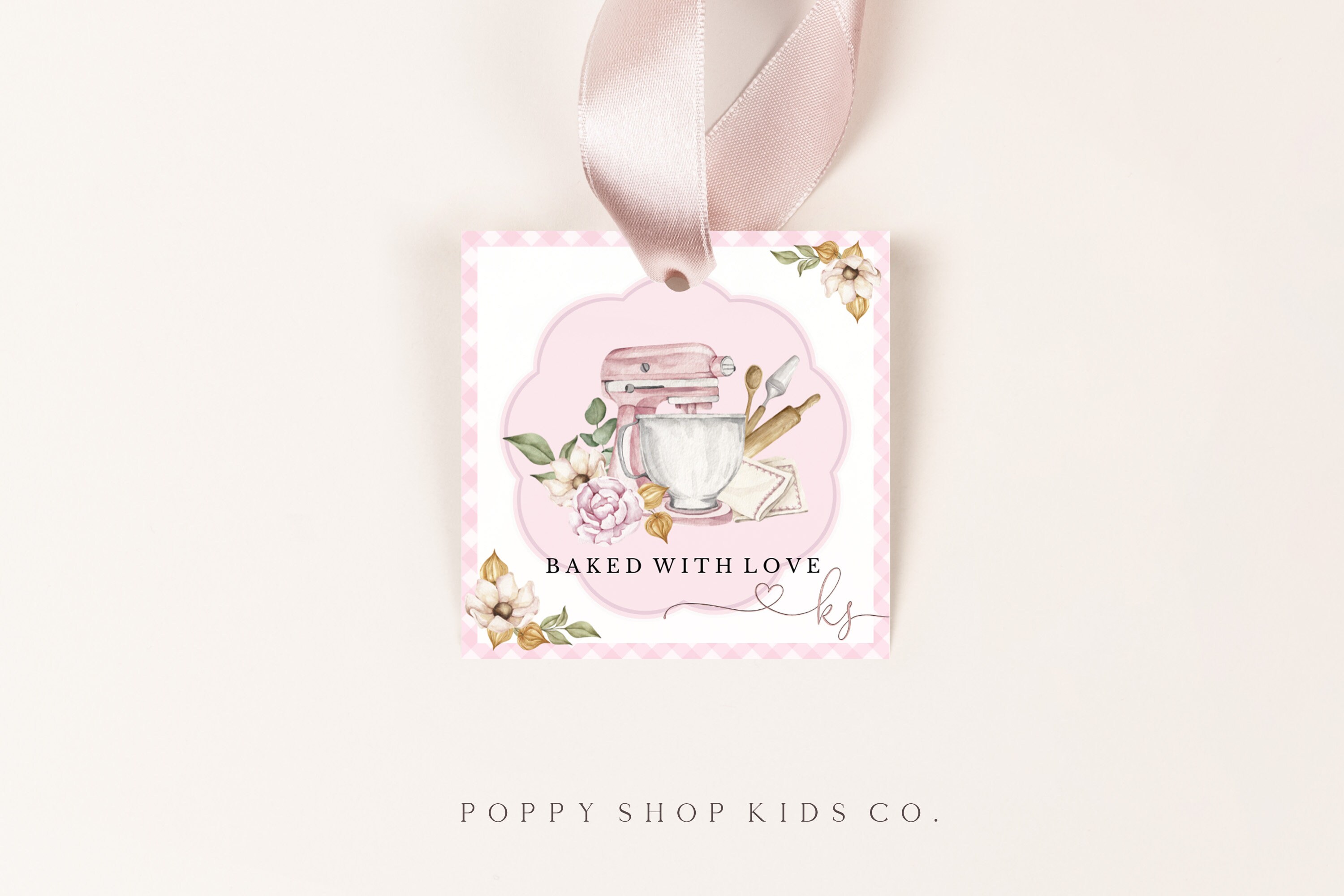 Baking Gift Favor Tag INSTANT DOWNLOAD Baked With Love Gold | Etsy