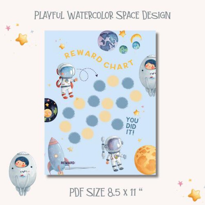 Watercolor Playful Space Reward Chart | Printable Playful Space ...