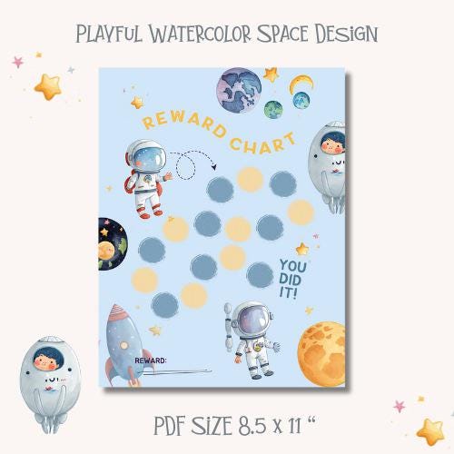 Watercolor Playful Space Reward Chart | Printable Playful Space ...