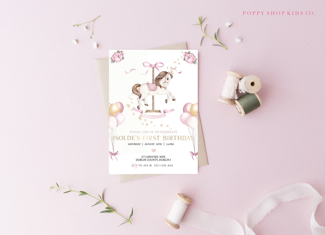 The Carousel Birthday Invitation INSTANT DOWNLOAD Carousel - Etsy