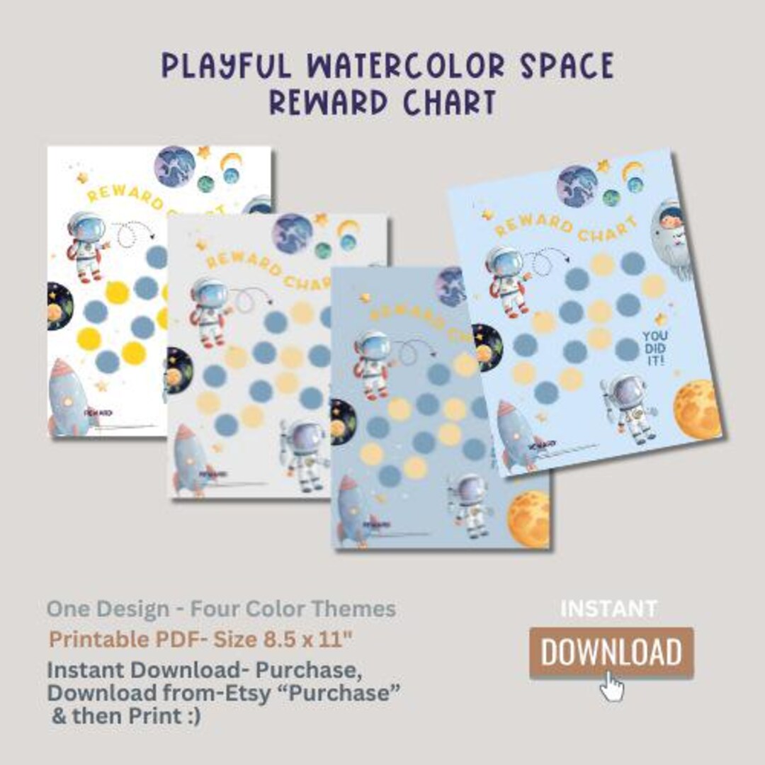 Watercolor Playful Space Reward Chart | Printable Playful Space ...