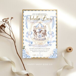 Fully Editable Carousel Baby Shower Invitation INSTANT DOWNLOAD ...