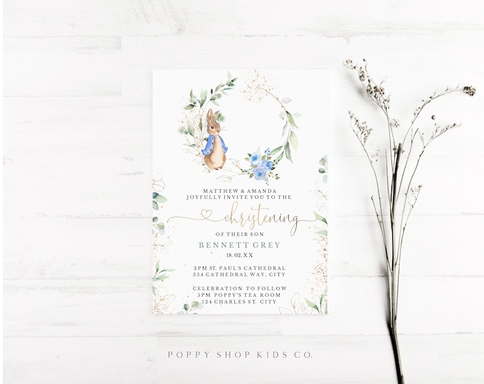 Peter Rabbit Christening Invitations Boys & Girls Packs of 10 Complete ...