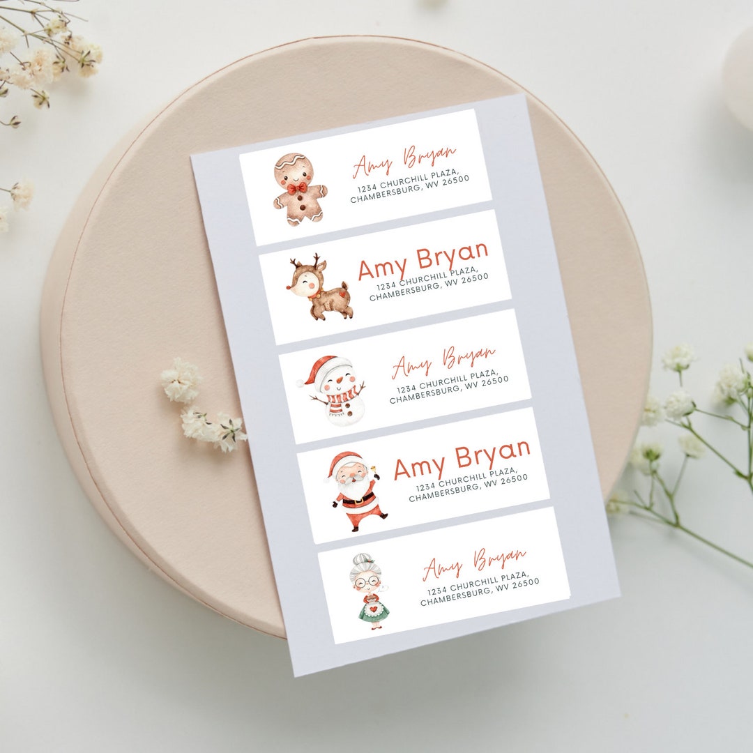 Christmas Return Address Labels | Sets of 30, 60, 90, 120 - Etsy