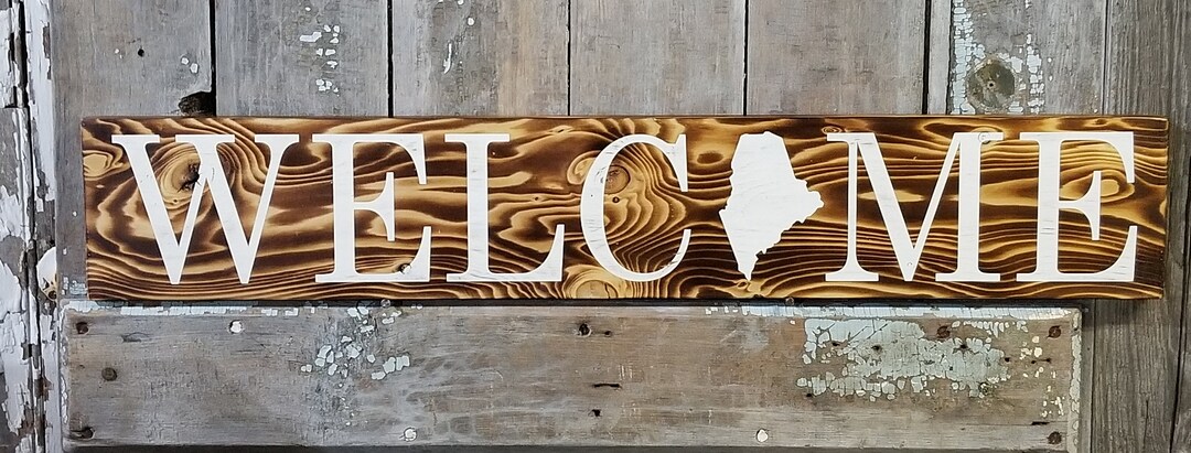 Maine Welcome Sign, Cedar, Rustic Welcome Sign, Rustic Home Decor ...