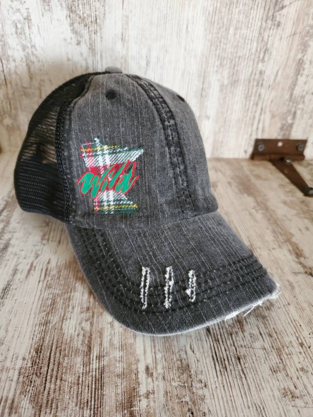 Minnesota Hockey Hat, Distressed MN Trucker Hat, Plaid State Hat - Etsy